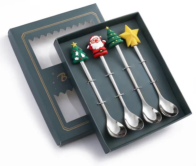 Vánoční příbor s vánočními motivy - 4 ks Barva: 4PCS-Silver-B1