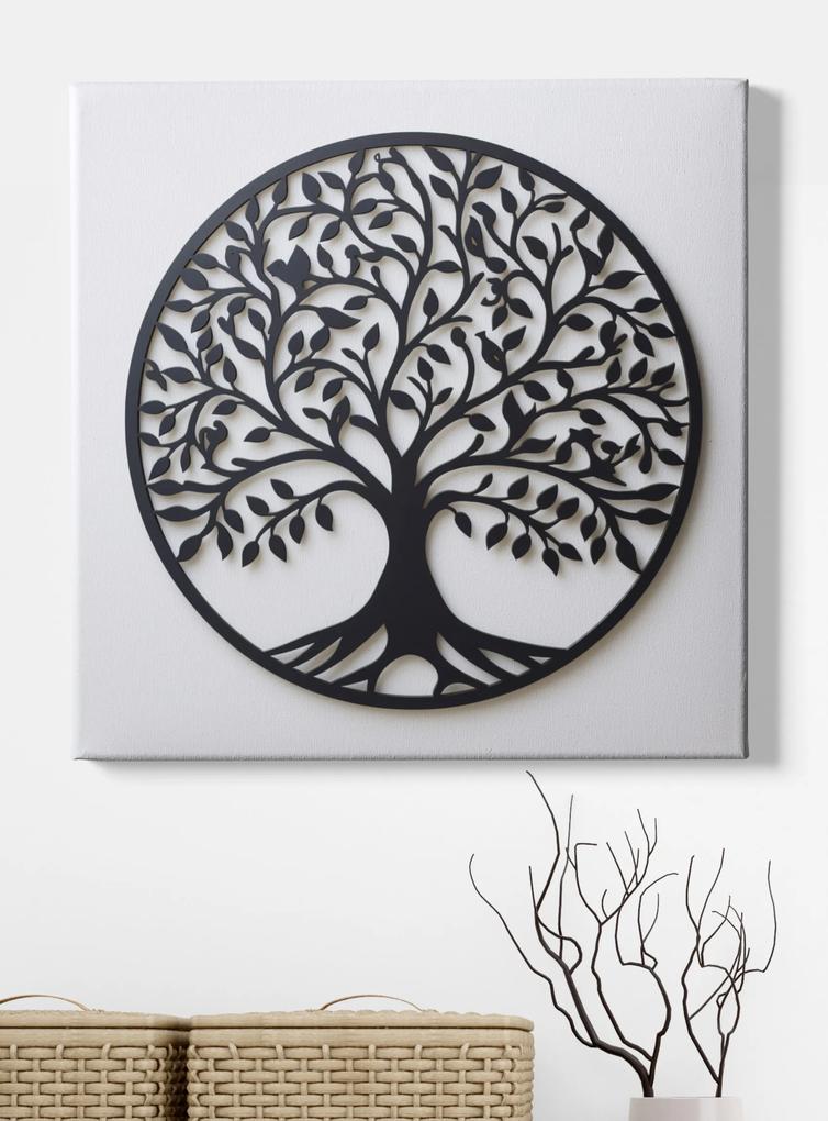 Obraz na plátně - Strom života, černá silueta na bílém pozadí FeelHappy.cz Velikost obrazu: 140 x 140 cm