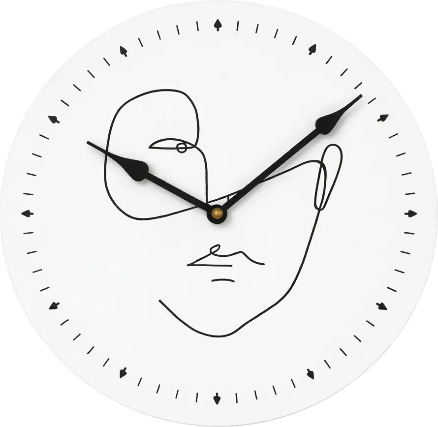 Nástěnné hodiny LINE FACE 29 cm, bílé