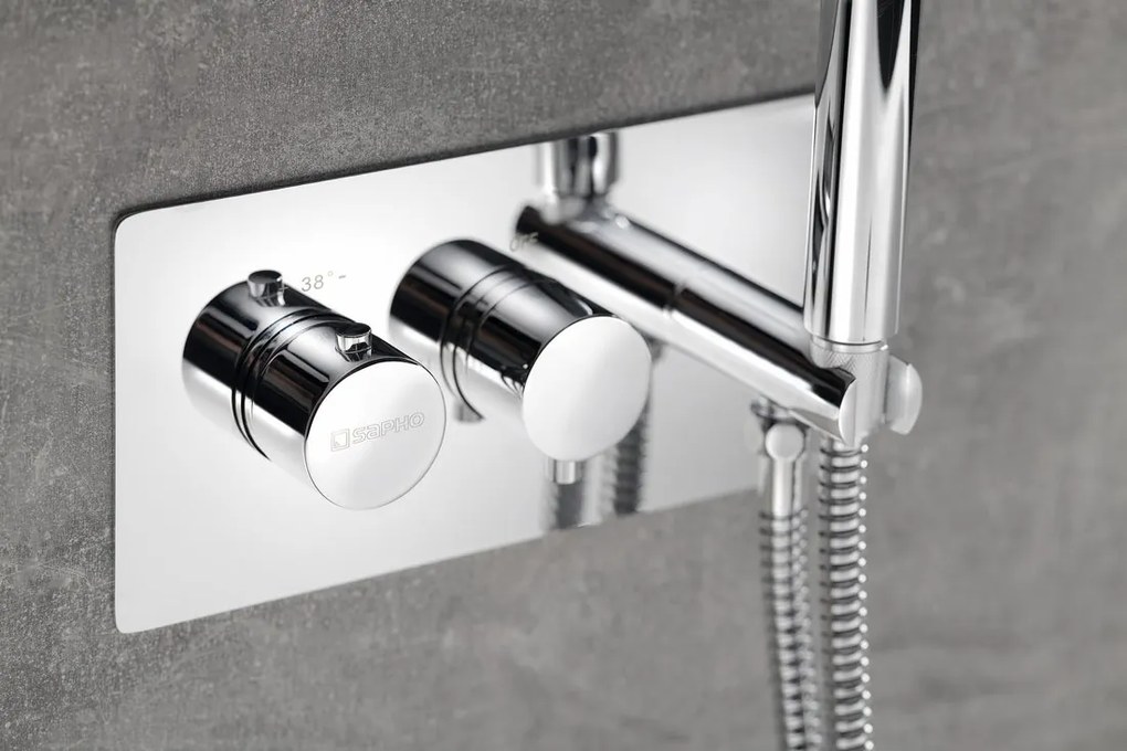 Sapho, RHAPSODY podomítková sprchová termostatická baterie včetně ruční sprchy, 2 výstupy, chrom, 5508