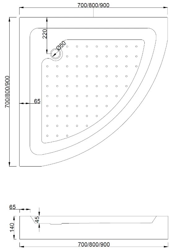 Mexen Rio půlkruhový sprchový kout 70 x 70 cm, Průhledné, Chromovaná + sprchová vanička Rio, Bílá - 863-070-070-01-00-4710