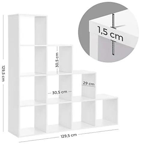 VASAGLE Regál schody bílý 130 cm