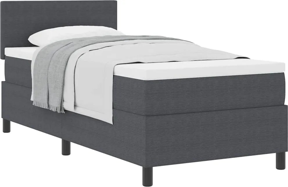 Postel s boxspringem s čelo Tmavě šedá a bílá 100 x 200 cm 3337500