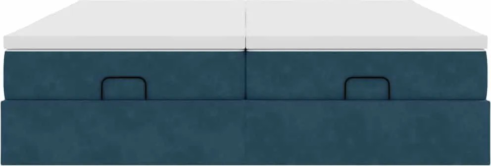 Osmanský rám postele s matrací tmavě modrý 200x200cm samet 3311271