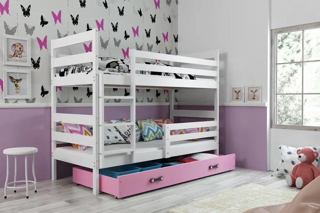 BMS Group Dětská patrová postel s úložným prostorem ERYK bílá Velikost postele: 190x80 cm, Barva šuplíku: Bílá