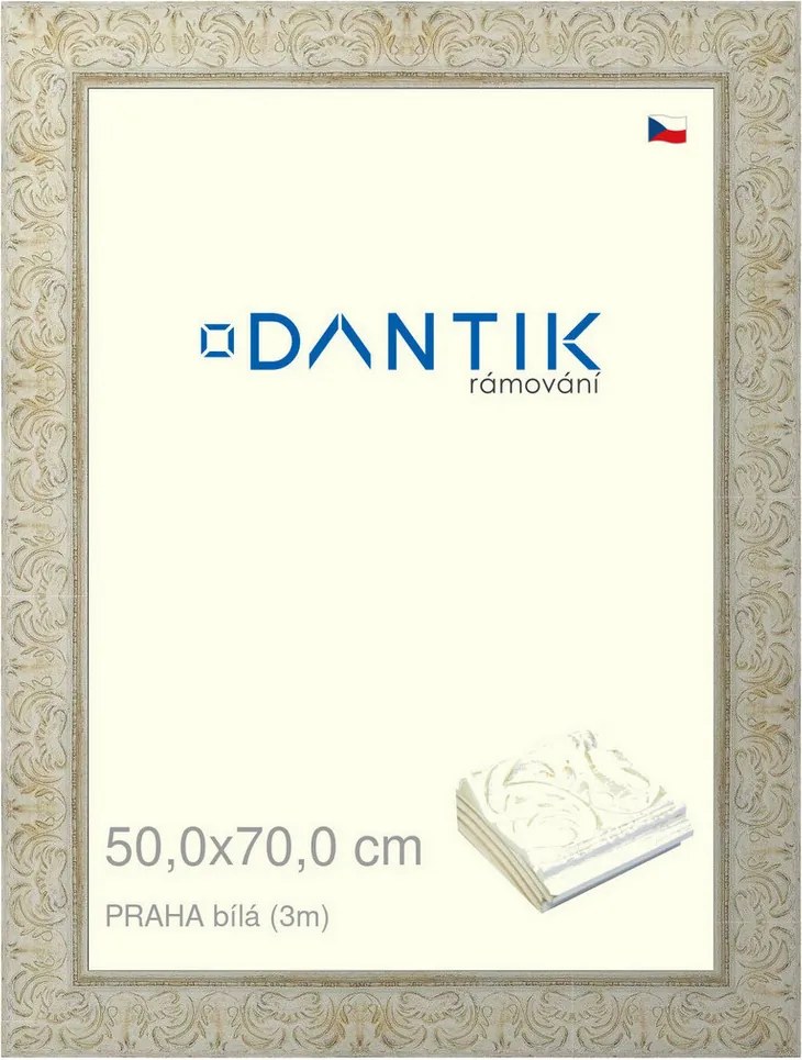 DANTIK rámeček 50x70 | PRAHA Bílá (Plexi Čiré)