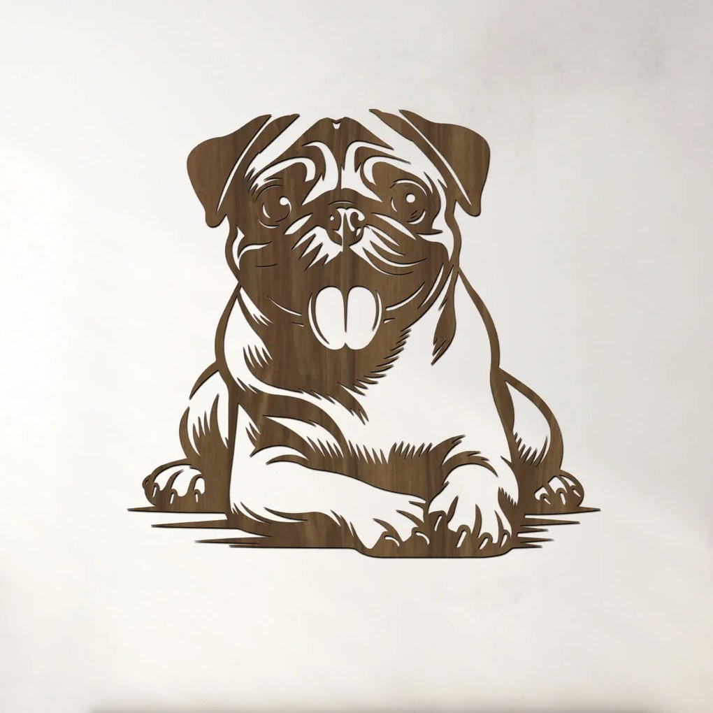 dřevo života Dřevěný obraz Mopse Zvolte rozměr (cm): 60x56, Zvolte barvu dekoru: Buk