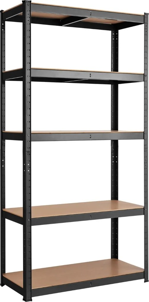 Costway Úložný regál 5 úrovní s kovovým rámem, nosnost do 650 kg, černý