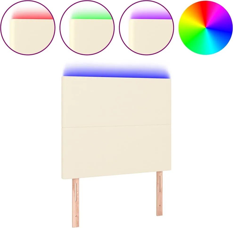 Čelo postele s LED krémové 100x5x118/128 cm umělá kůže 3122230