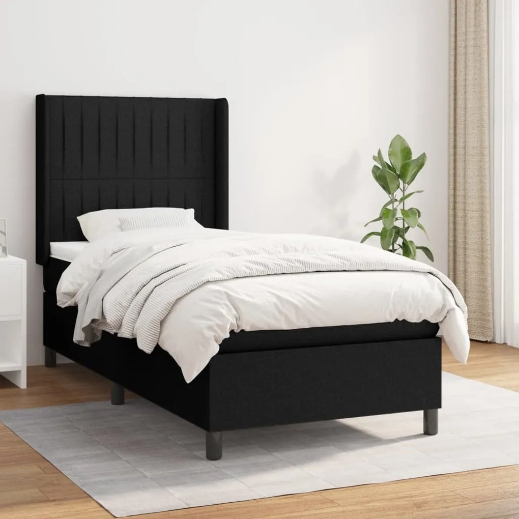 Box spring postel s matrací černá 100 x 200 cm textil 3131571