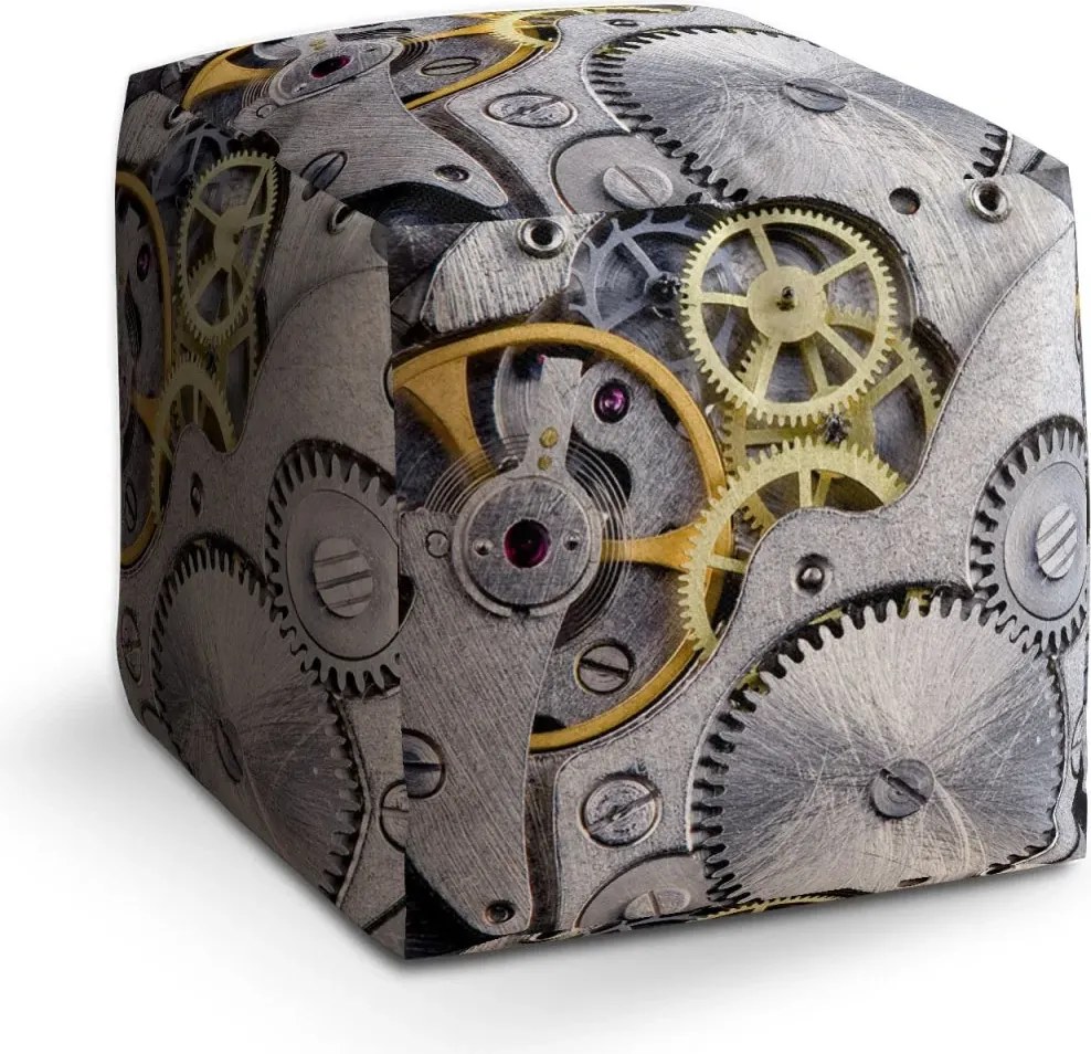 Sablio Taburet Cube Hodinový strojek - 50x50x50 cm