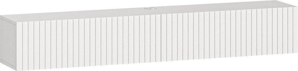 HOMCOM závěsný televizní nábytek 140 cm, TV lowboard pro televize až 182,9 cm, 2 výklopné dveře, 140x25x22 cm, bílá