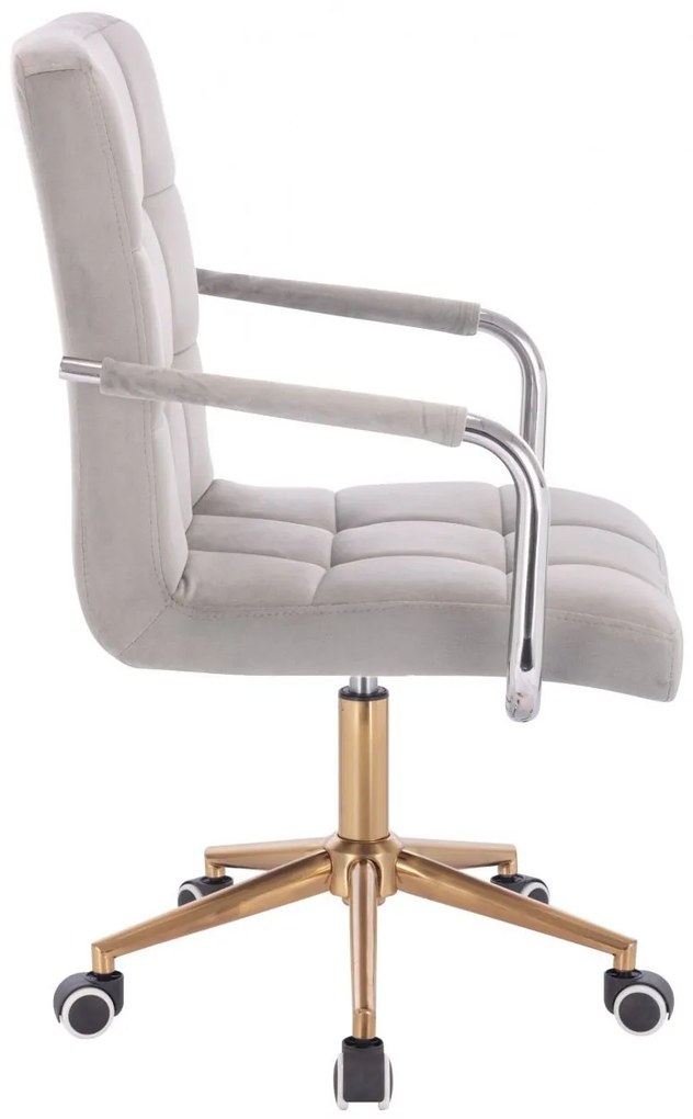LuxuryForm DESIGN Otočná židle VERONA VELUR na zlaté podstavě s kolečky - světle šedá