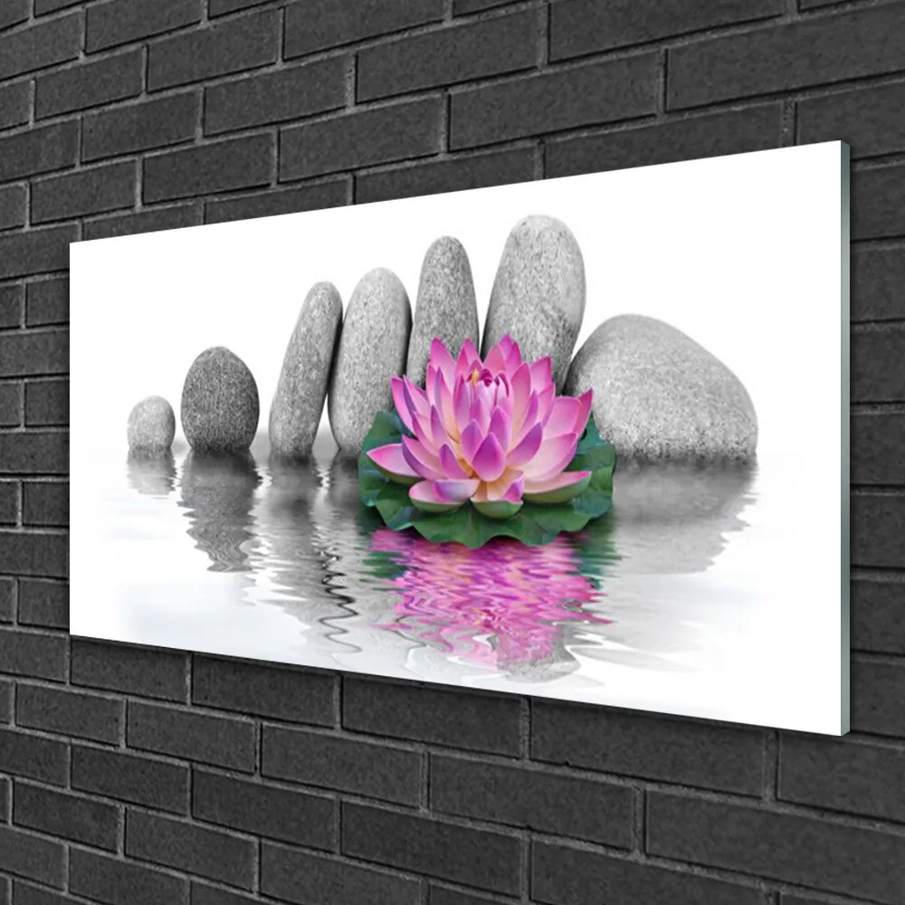 Obraz na skle Květ Kameny Umění 100x50 cm