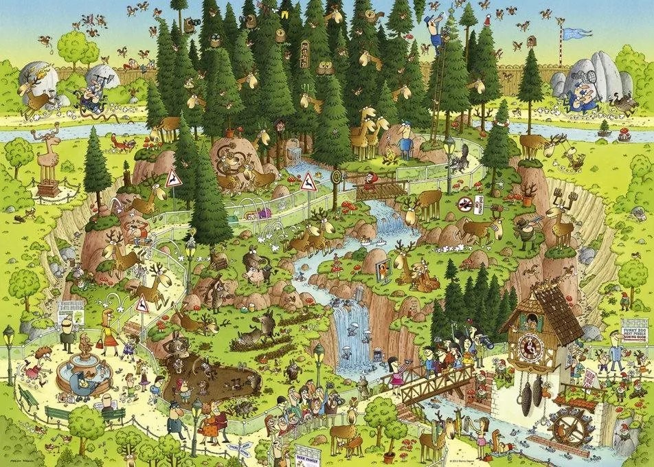 Heye puzzle šílená zoo: expozice černý les 1000 dílků