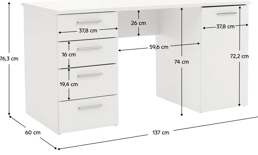 Kondela PC stůl, bílá, DTD laminovaná, EUSTACH