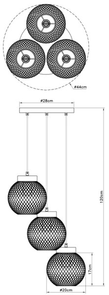 Globo 15663-3H - Lustr na lanku PABLO 3xE27/60W/230V