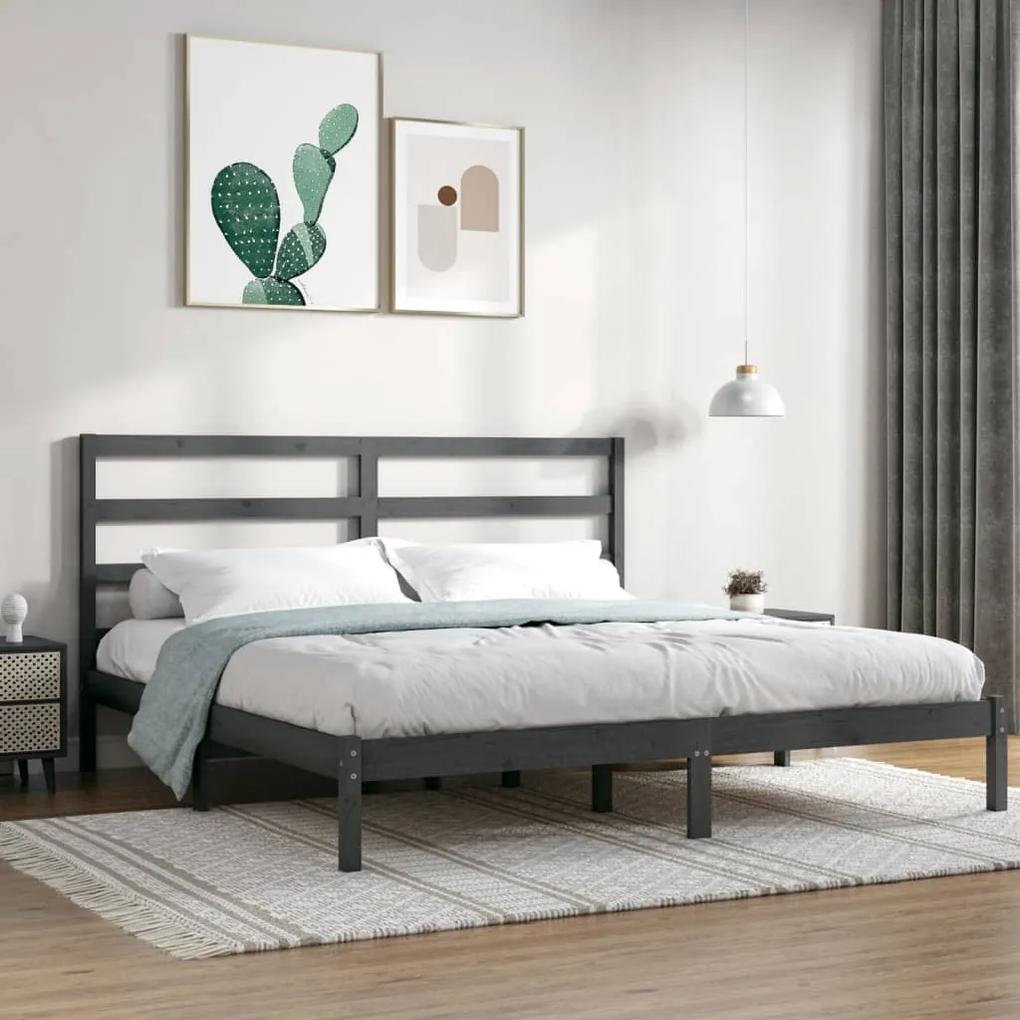 Rám postele šedý masivní dřevo 180 x 200 cm Super King,  3104950