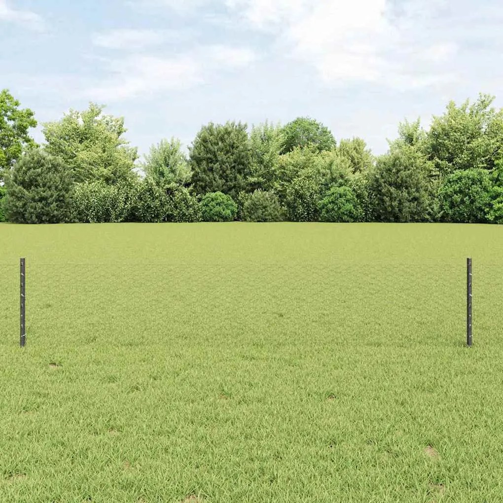 Hexagonální plot s podpěrou 10 x 0,4 m Ocel potažená PVC Šedá 3336806