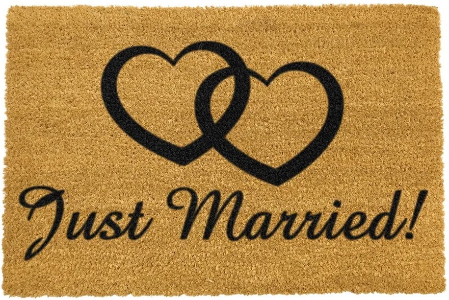 Rohožka z přírodního kokosového vlákna Artsy Doormats Just Married, 40 x 60 cm