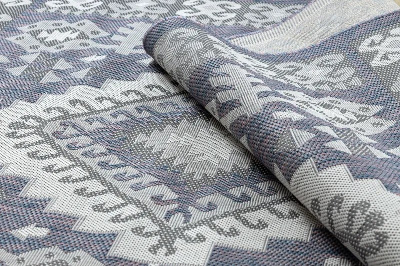 Dywany Łuszczów, Kusový koberec Sion Sisal Aztec 3007 blue/pink/ecru – na ven i na doma, 160x220, modrá, chodba / předsíň
