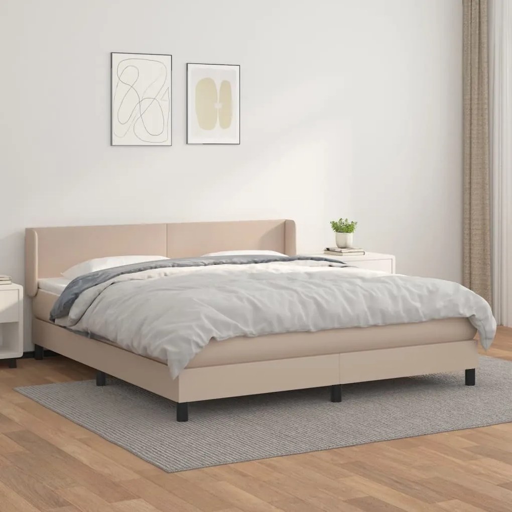 Box spring postel s matrací cappuccino 160x200 cm umělá kůže