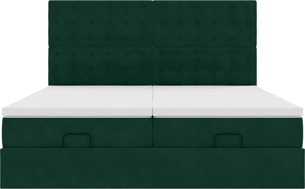 Osmanský rám postele s matrací tmavě zelená 200x200cm samet 3313817