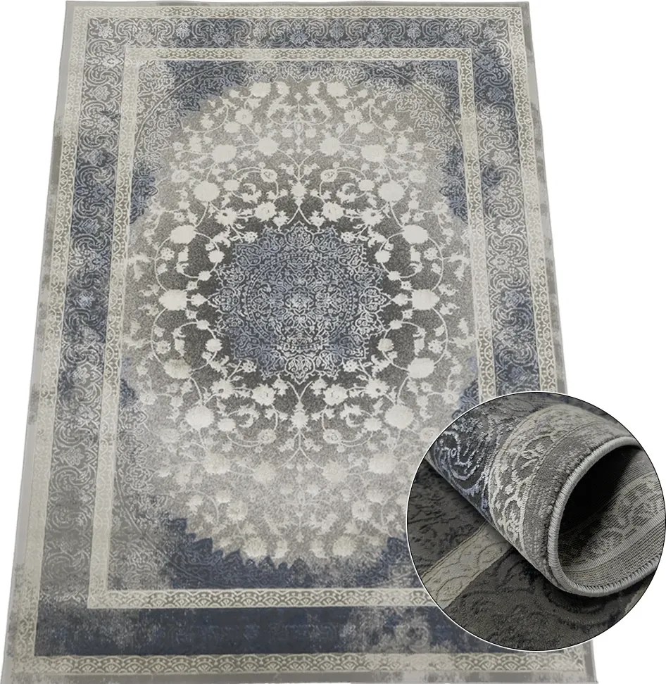 BE Koberec Deluxe 9091 NAVY - tmavě modrý obdélníkový Rozměr: 60x100 cm