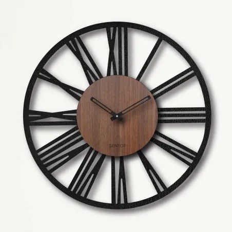 Římské nástěnné hodiny do moderního interiéru | SENTOP HDFK028-orech wenge