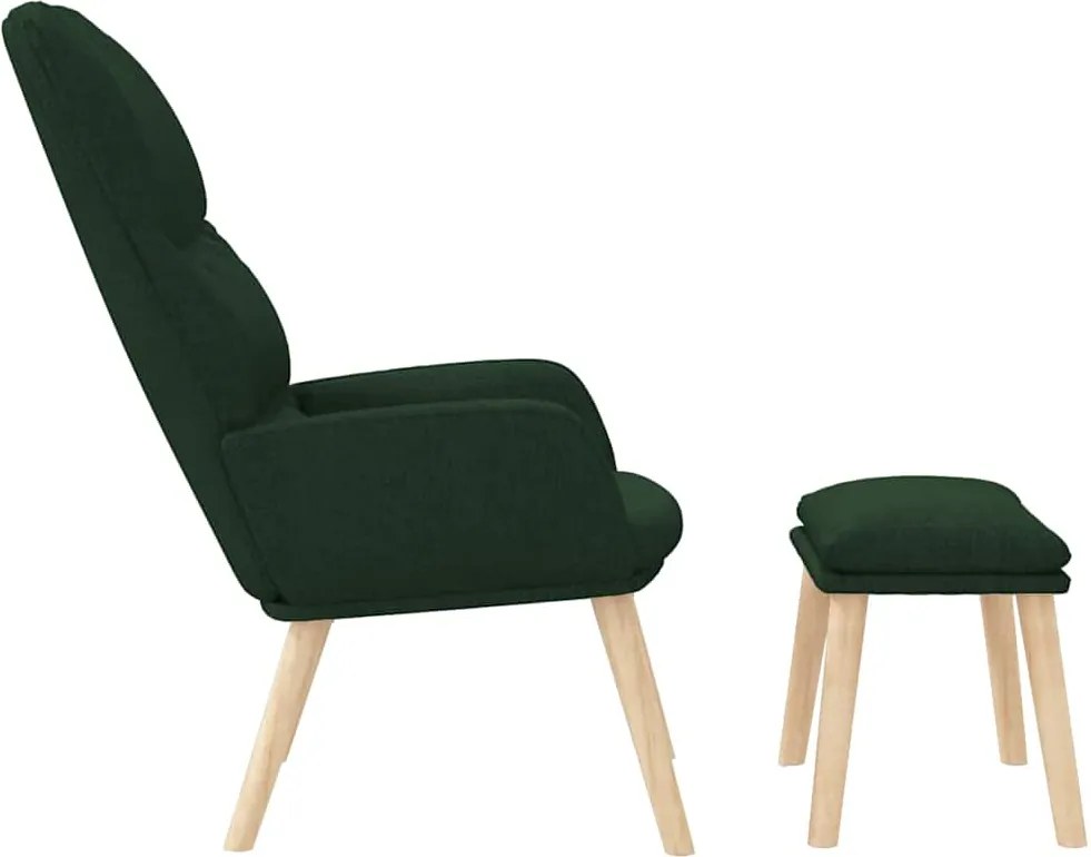 Relaxační křeslo se stoličkou tmavě zelené textil 3097347