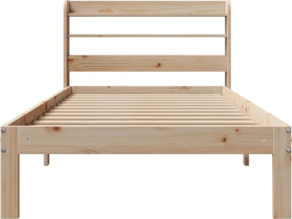 Rám postele s čelem 90 x 200 cm masivní borové dřevo 3306782
