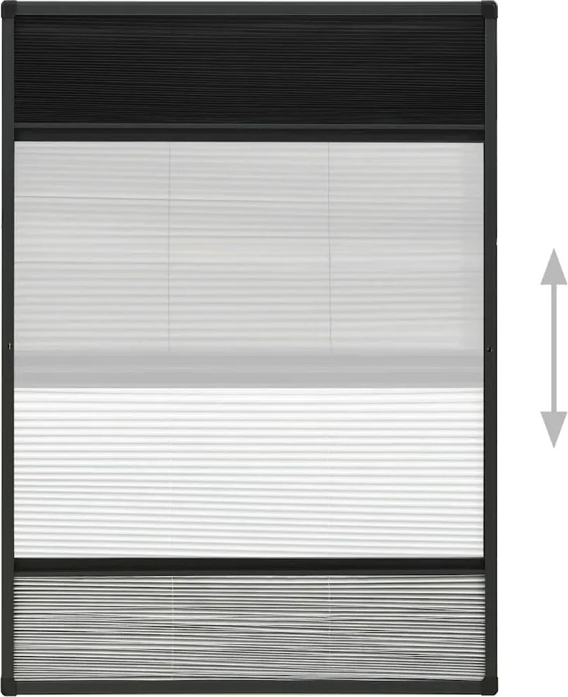 Plisovaná okenní síť proti hmyzu se zástěnou hliník 80 x 120 cm 148684