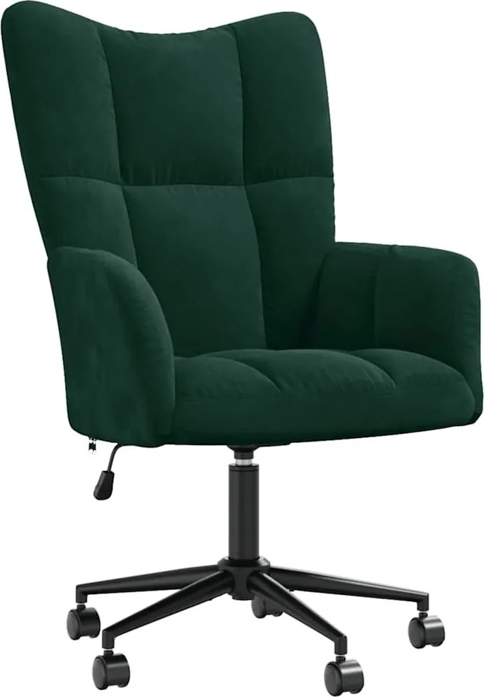 Relaxační křeslo tmavě zelené samet 328174
