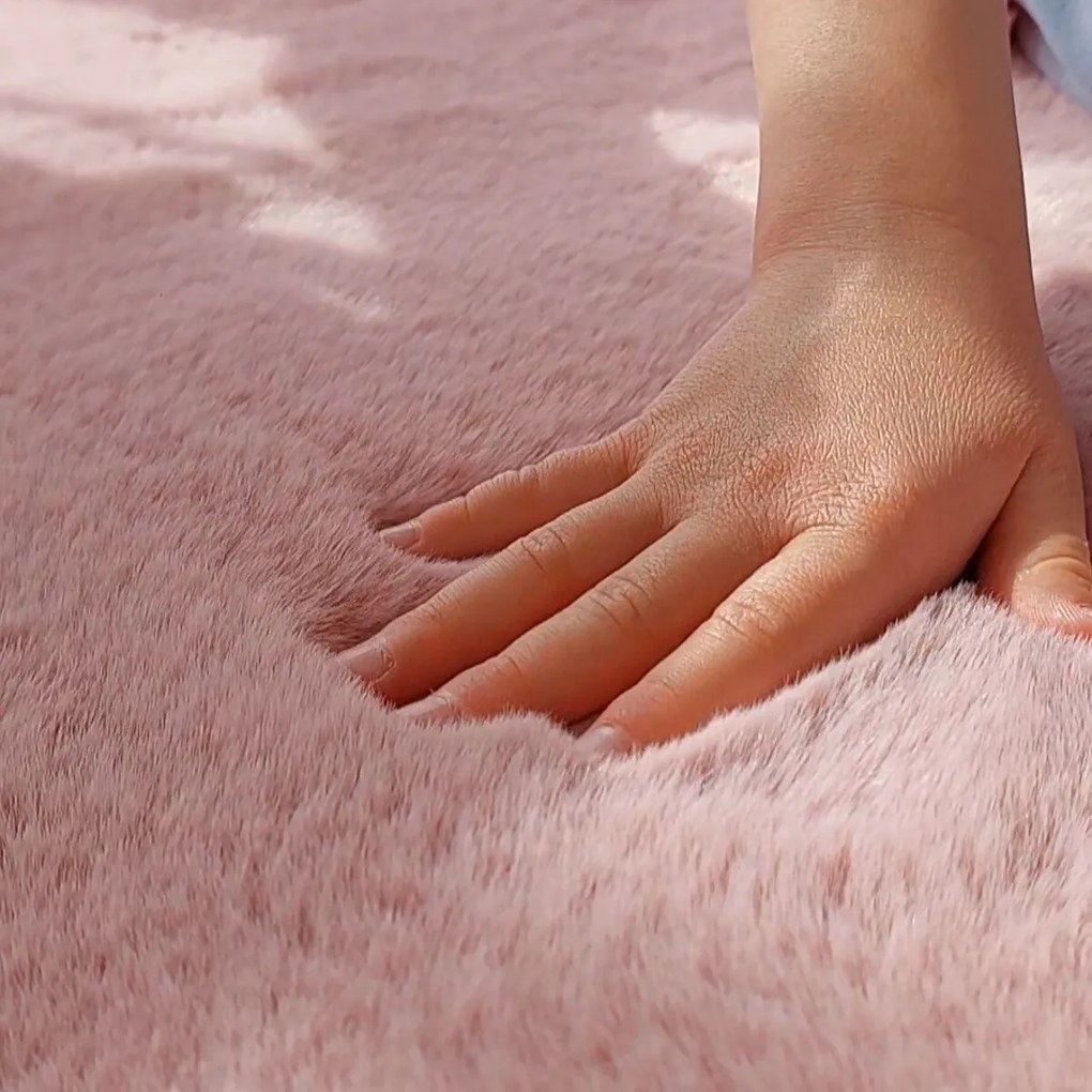 Ayyildiz, Kusový koberec Pouffy 5100 Rose, 60x110, růžová, obývací pokoj