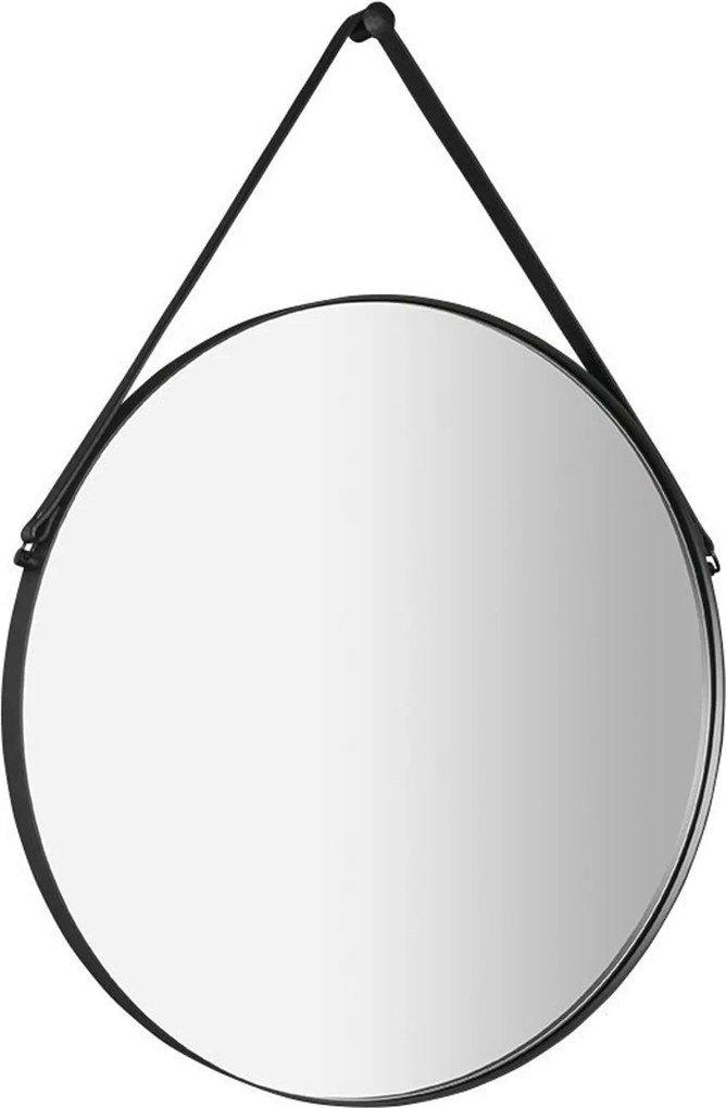 Sapho Orbiter - Zrcadlo se závěsem, průměr 70 cm, matná černá ORT070