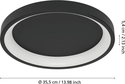Eglo 901909 - LED RGBW Stm. str. svíti. LORETELLO-Z LED/19,6W/230V pr.35cm černá