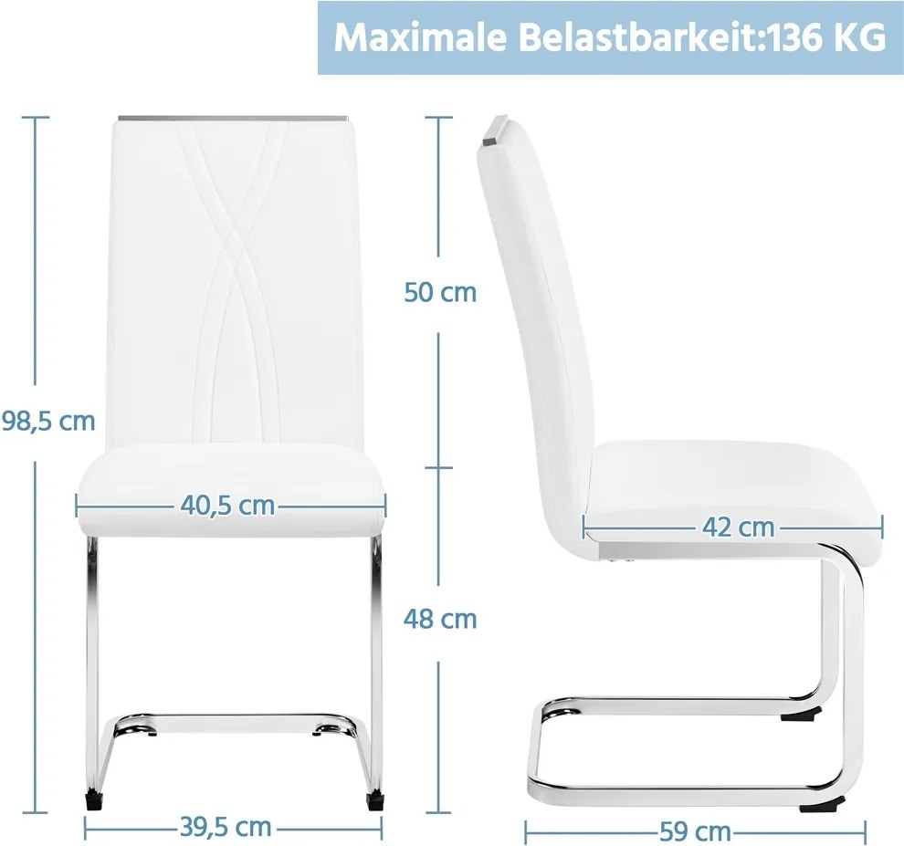 Sada 4 ks – Jídelní židle Yaheetech – bílá (267520919712)