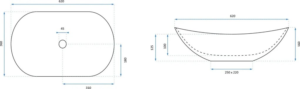 Keramické umyvadlo na desku REA ROYAL OMBRE, hnědá