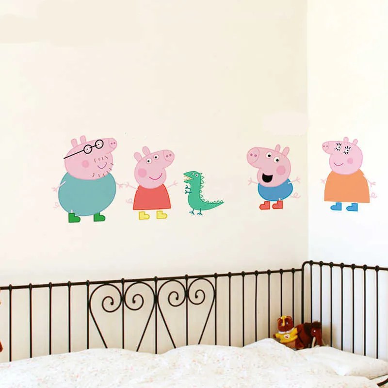 Živá Zeď Samolepka na zeď Prasátko Pepina s rodinou