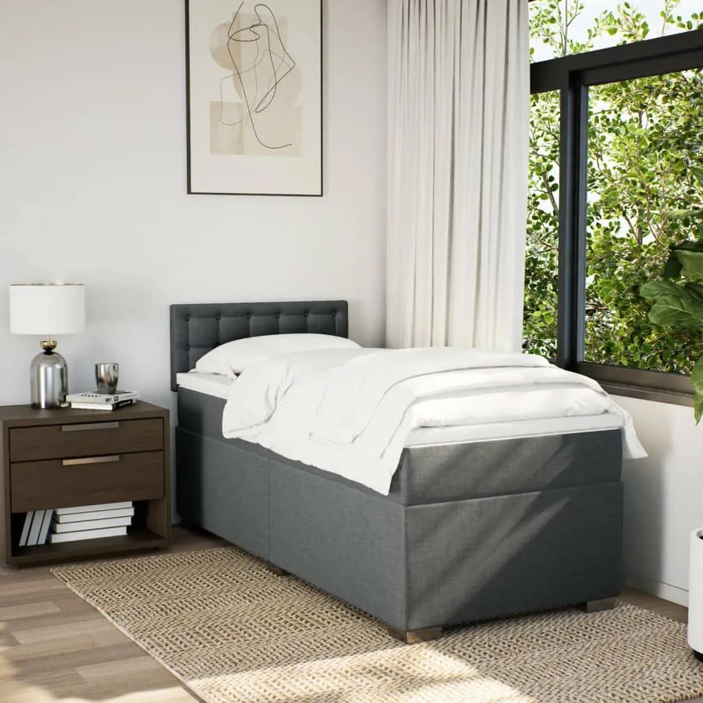 Box spring postel s matrací tmavě šedá 90x200 cm textil 3288086