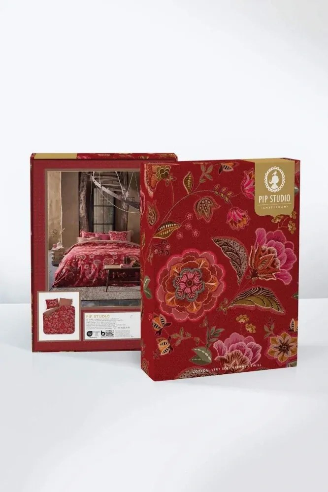 Pip Studio povlečení z broušeného kepru ( Twill ) Matata červené 140x200 + 70x90 cm (Kvalitní povlečení z hřejivé keprové bavlny se speciálně)