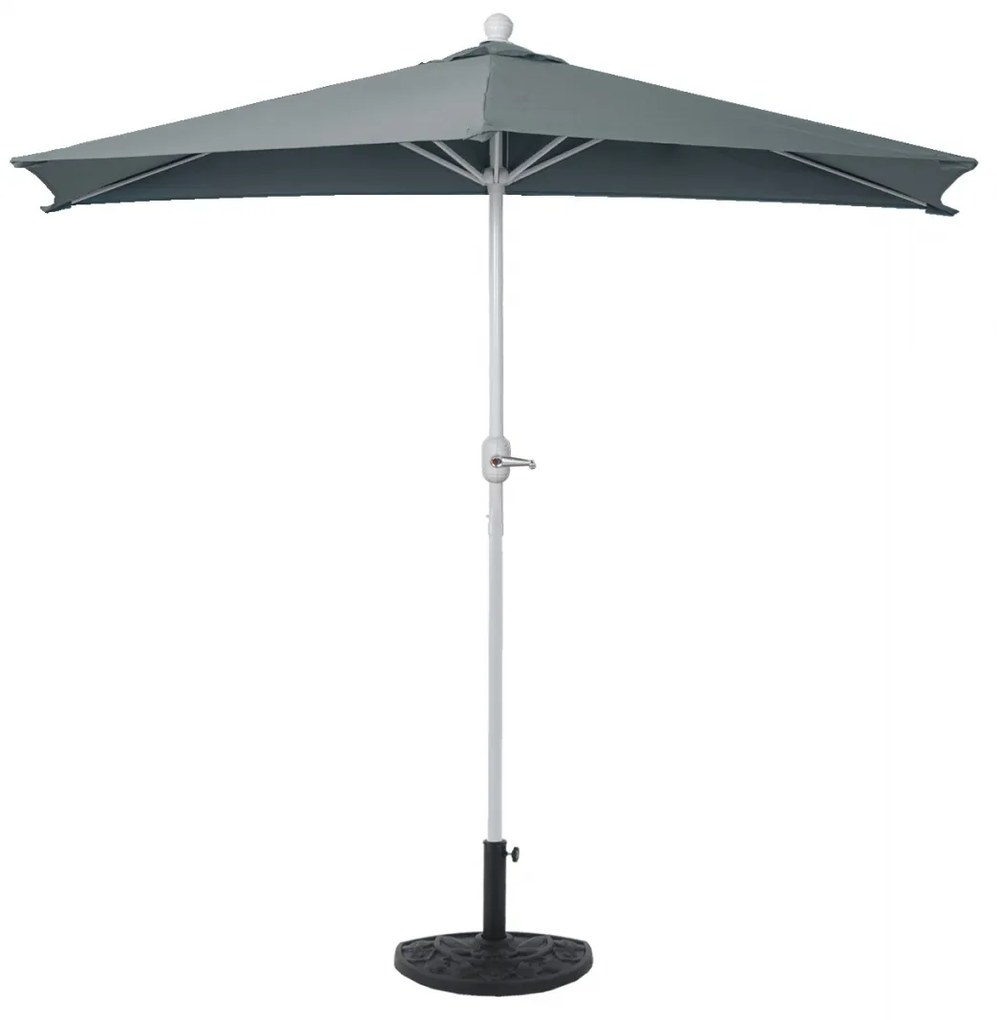 Slunečník půlkruh Parla - polyester/hliník - 270cm antracit se stojanem