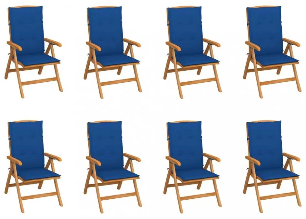 Skládací zahradní židle s poduškami 8 ks teak / látka Dekorhome Antracit