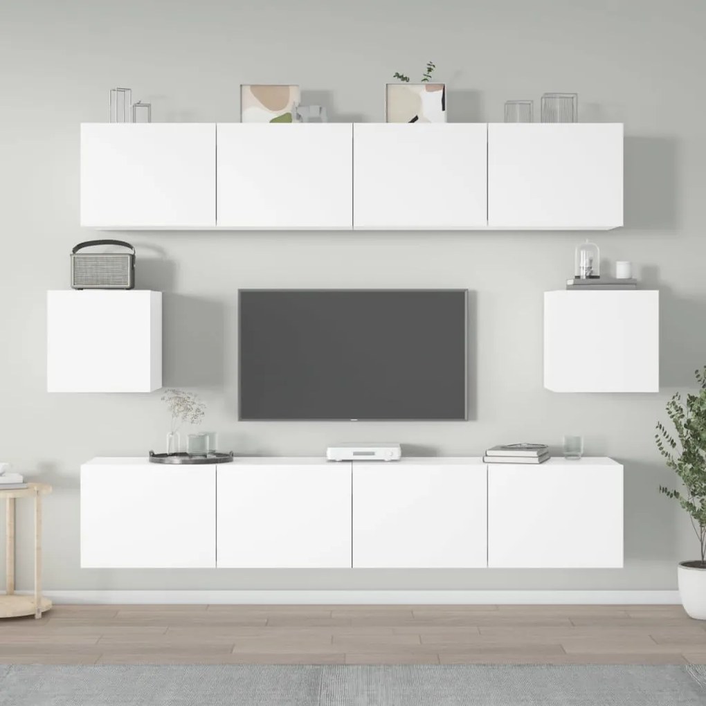 6dílný set TV skříněk bílý kompozitní dřevo 3114358