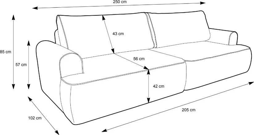 PCo Pohovka OVIEDO, 250 cm Barva látky: Světle modrá (Abriamo 13)