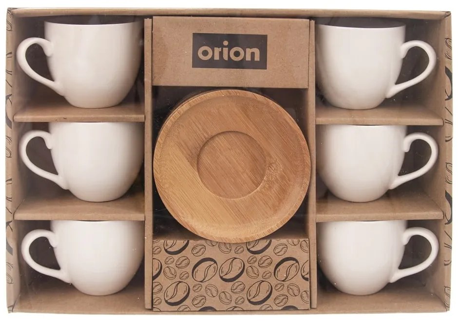 Bílé porcelánové šálky v sadě 6 ks na cappuccino/s podšálkem 110 ml Whiteline – Orion