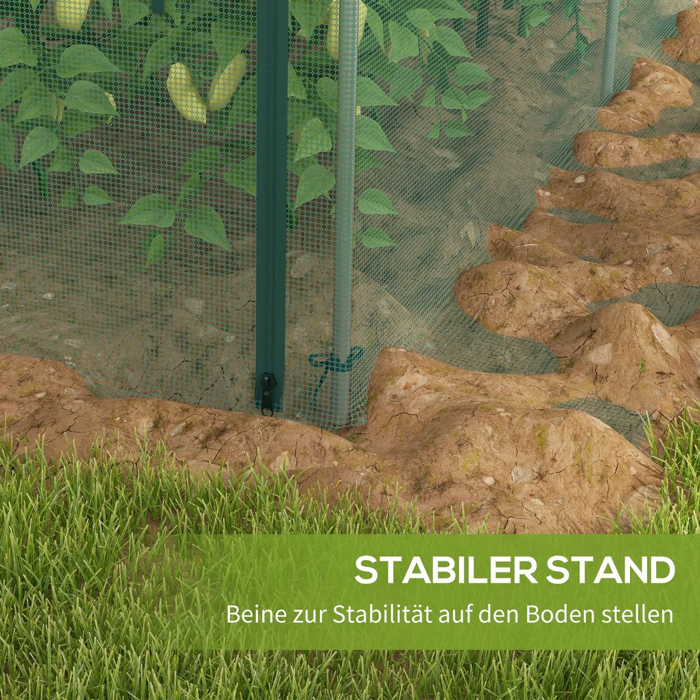 Outsunny stan na ochranu rostlin 1,25 x 3,73 m s dveřmi na zip, větruodolná síť proti hmyzu pro zeleninu a rostliny, síť proti škůdcům