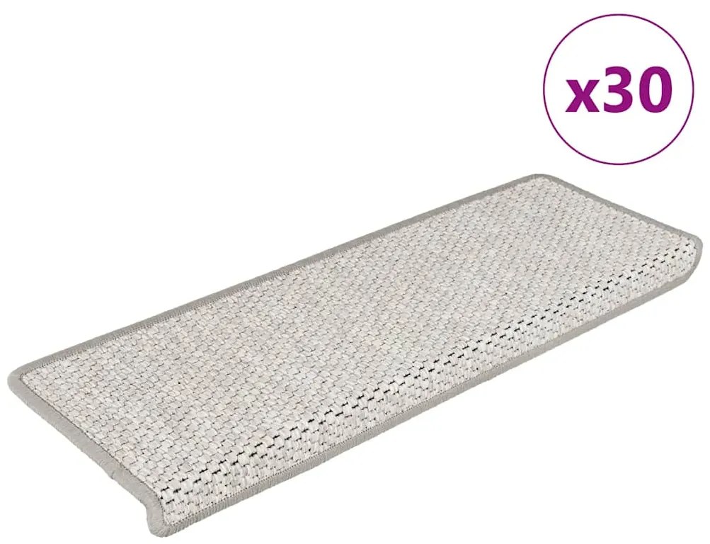 Samolepicí rohože na schody Sisal-Look 30 ks 65x21x4 cm Platina 3365882