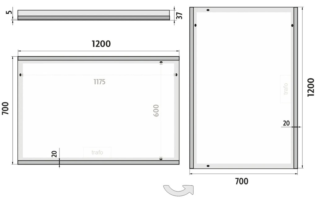 LED zrcadlo ZP12006 120x70 cm