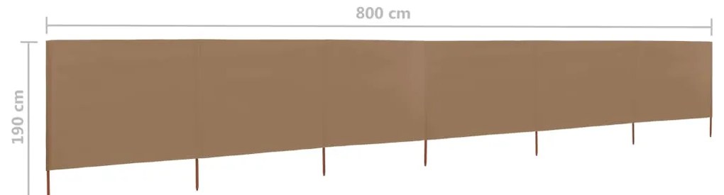 vidaXL Marketos 6dílná zástěna proti větru látková 800 x 160 cm taupe